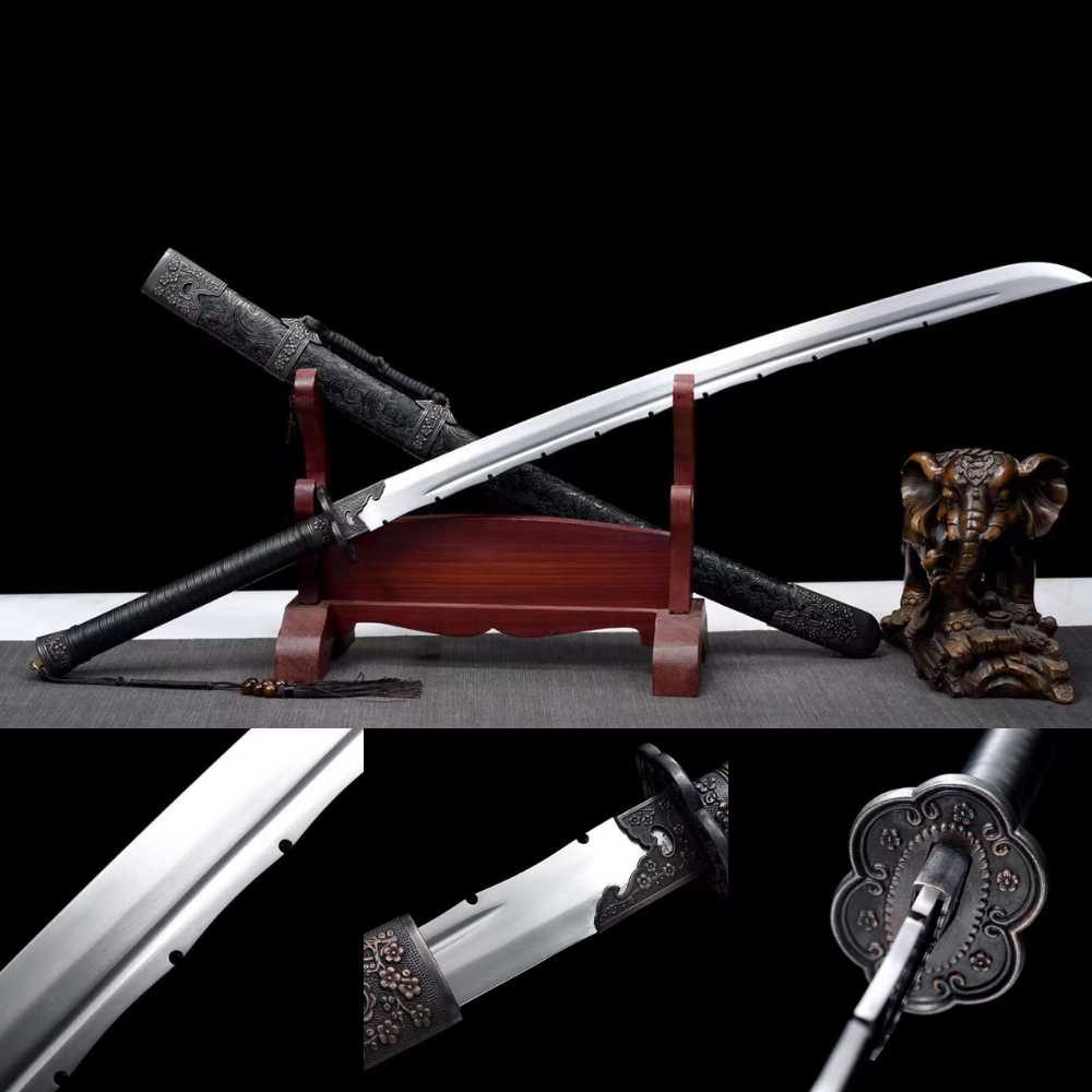 Real Chinese Dao Sword Handmade Battle Ready Full Tang Manganese Steel ...