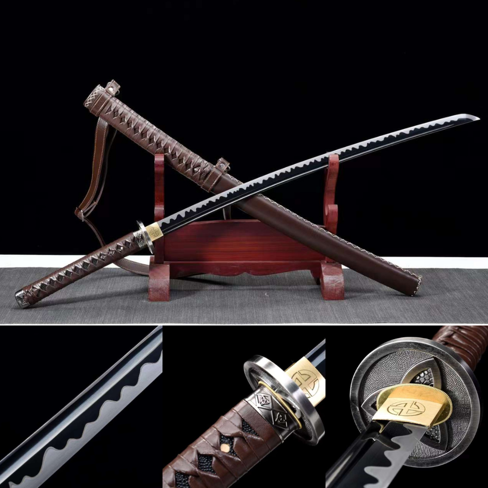 Black manganese steel Katana Samurai Sword Battle Ready Handmade – ROM ...